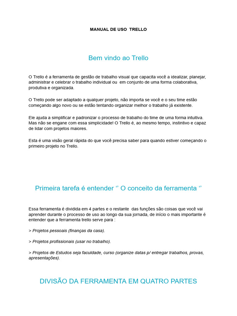Manual Trello | PDF | Informação | Ferramentas