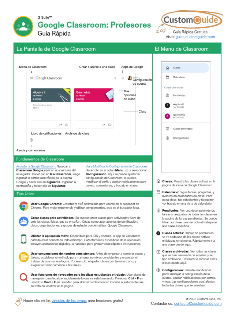 Google Classroom Profesores Guia Rapida | PDF | Aplicación movil | Software de la aplicacion