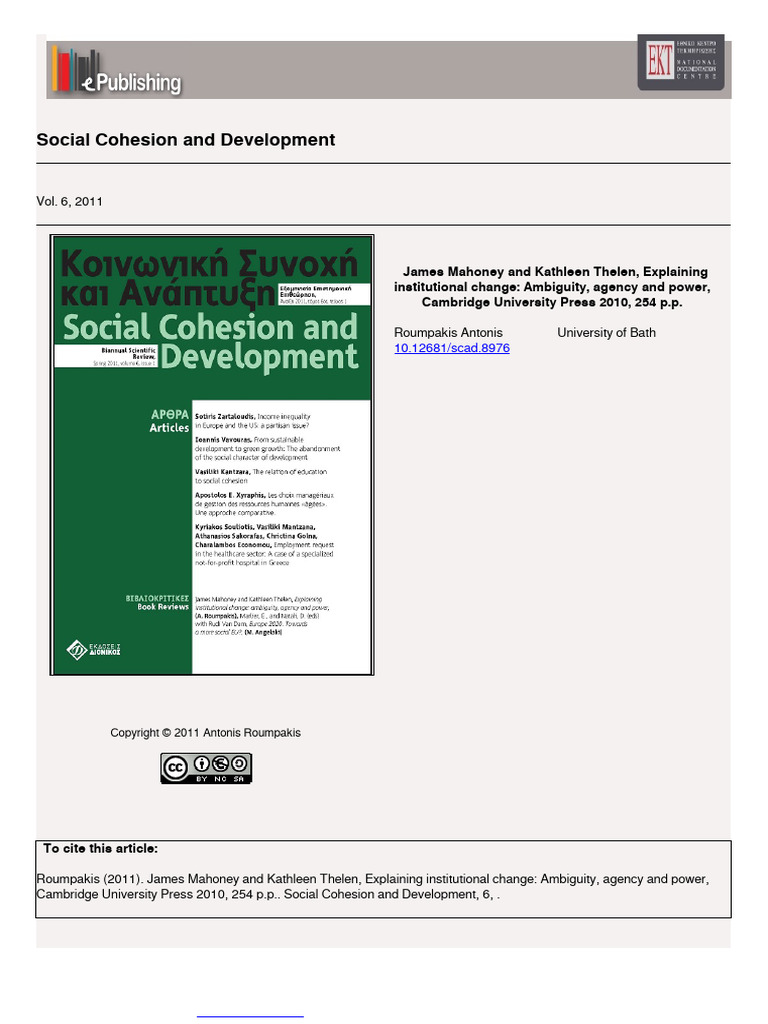 James Mahoney and Kathleen Thelen Explaining Insti | PDF | Political ...