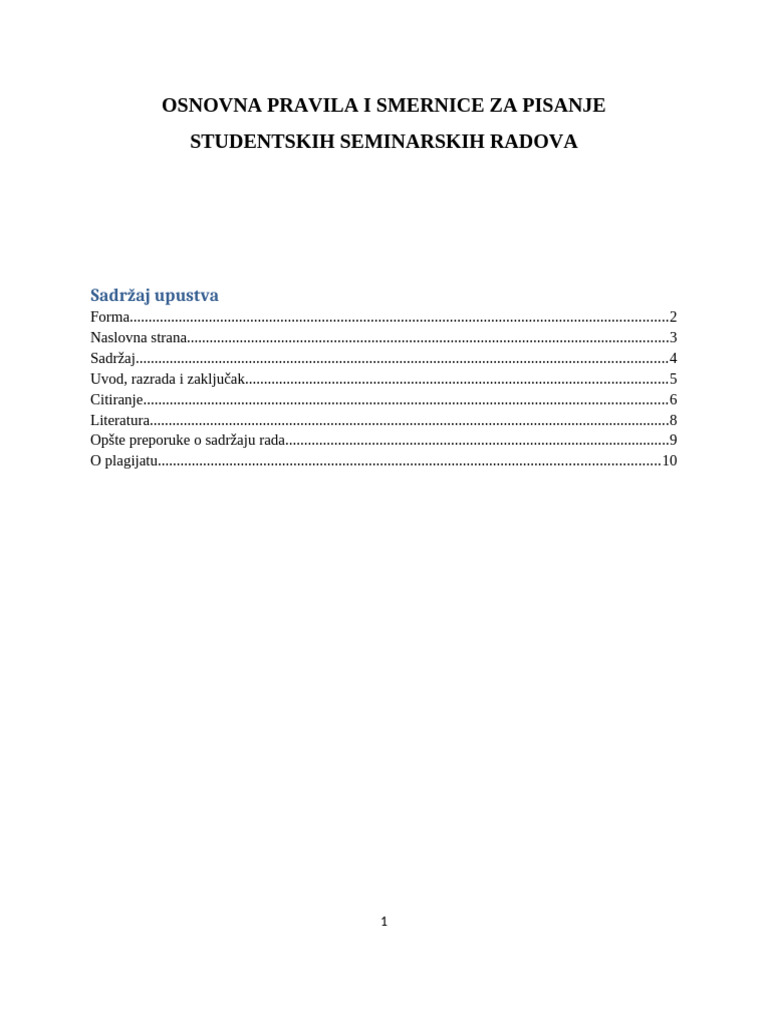 Seminarski Radovi - Pravila I Smernice 2023 | PDF