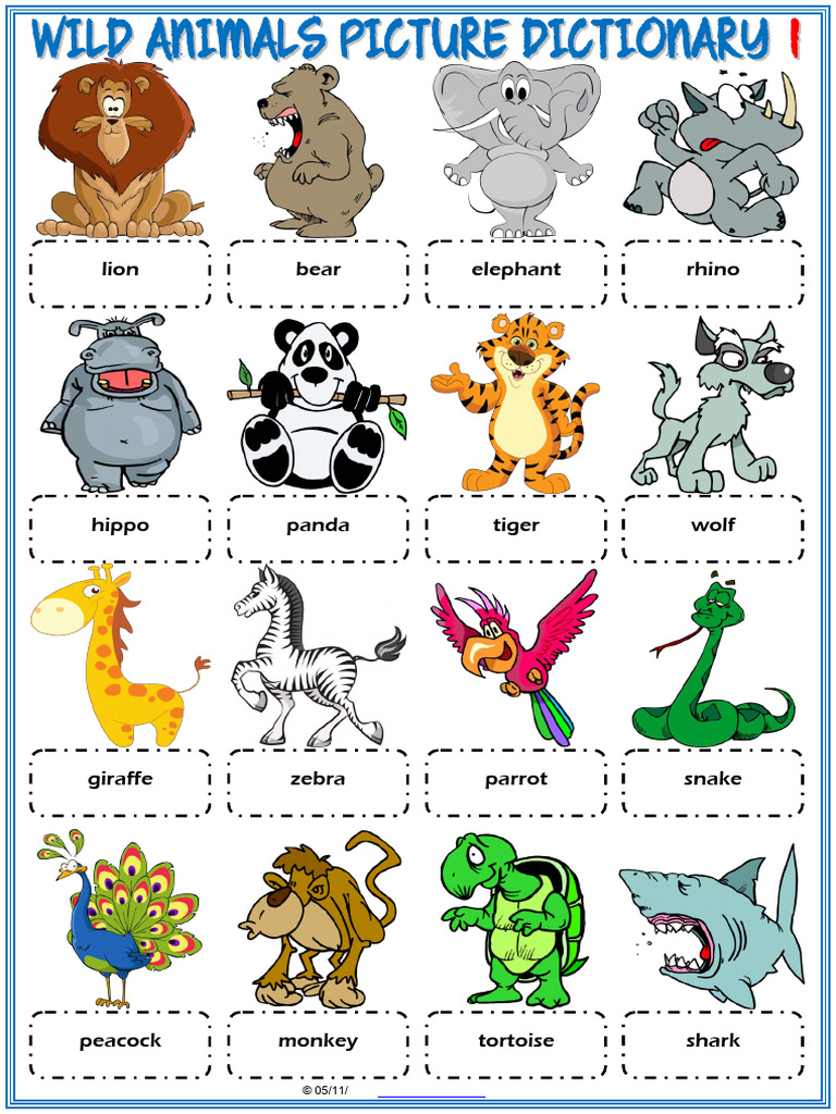Wild Animals ESL Printable Picture Dictionary For Kids | PDF | Zoology