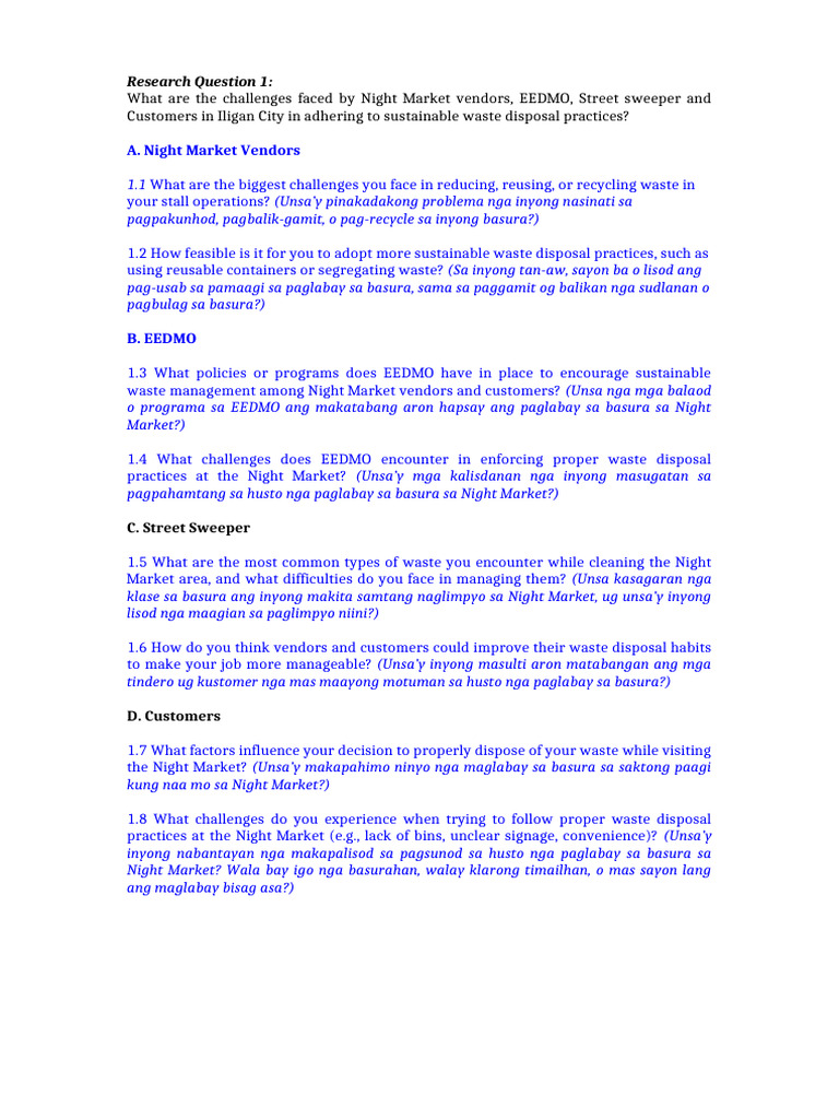 Balaba and Mugot Questionnaires | PDF