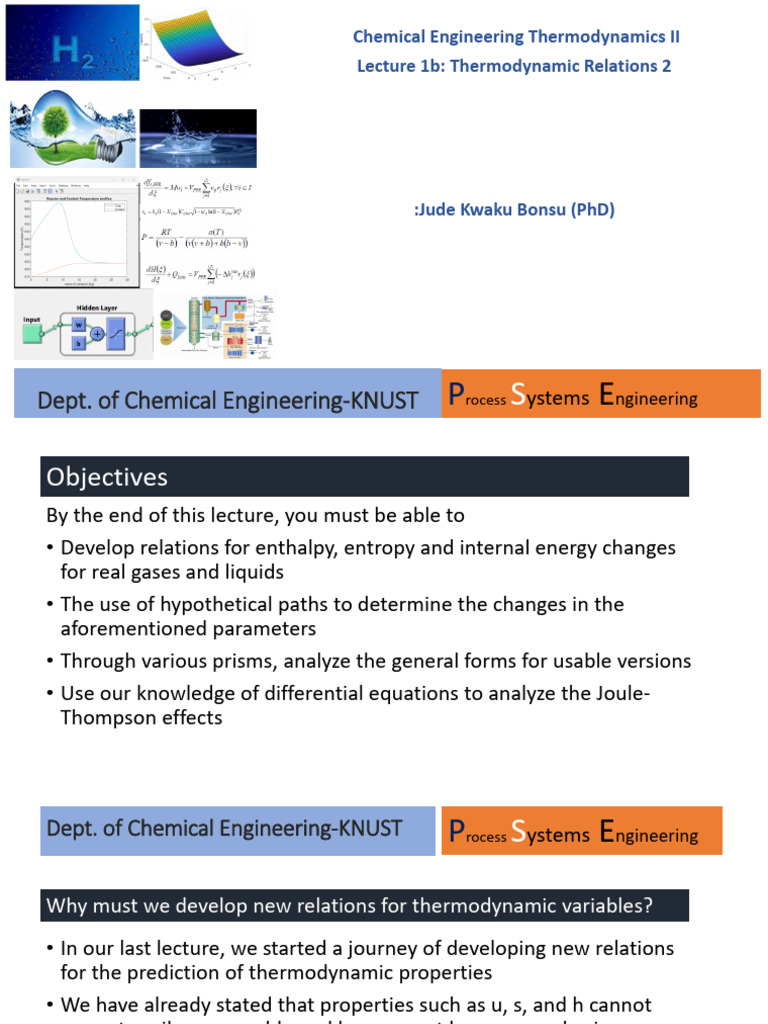 Lecture1b Thermodynamic Relations2 | PDF | Enthalpy | Gases