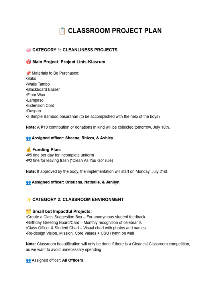 Endovue 21 Classroom Project Plan | PDF