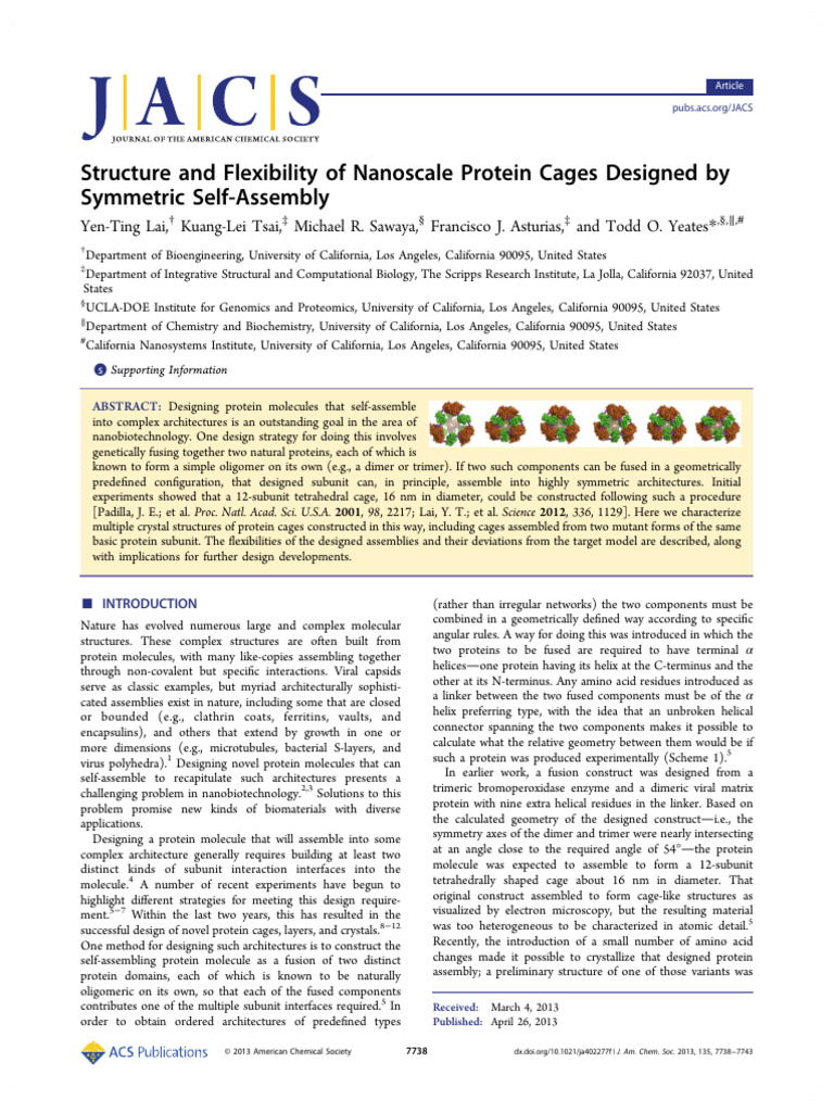 Nanoscale Protein Cages via Self-Assembly | PDF | Alpha Helix | Proteins