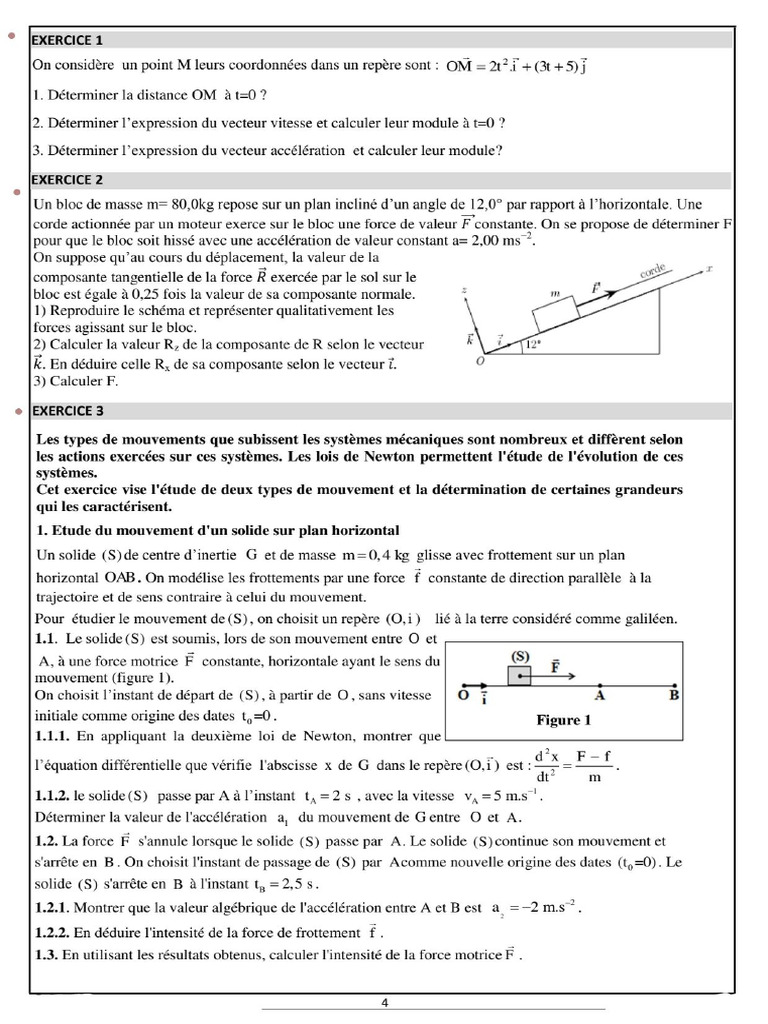 Lois de Newton Exercices Non Corriges 6 2 | PDF