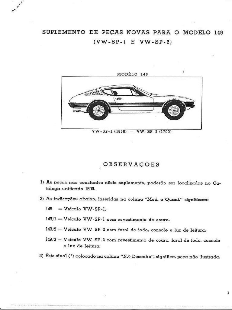 Catálogo VW SP1 e SP2 - Parte1 | PDF