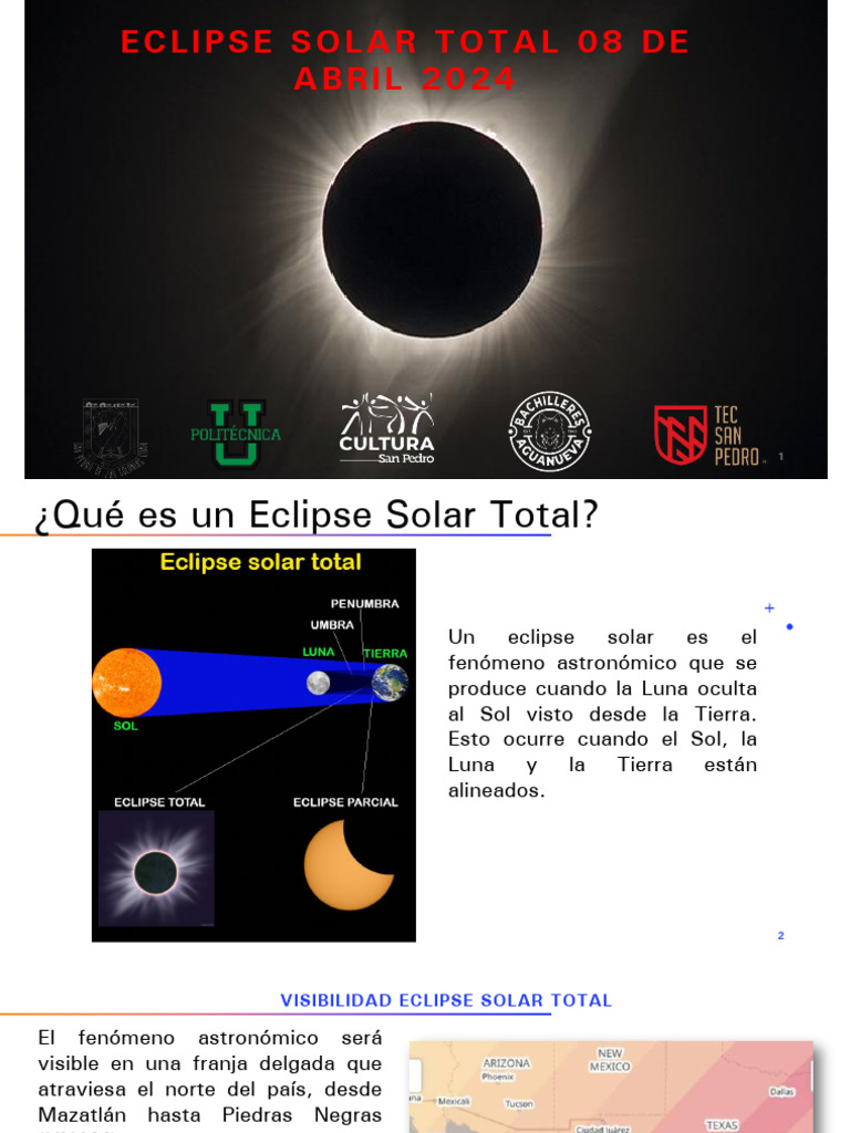 Información ECLIPSE SOLAR TOTAL 08 DE ABRIL 2024 | PDF | Eclipse solar ...