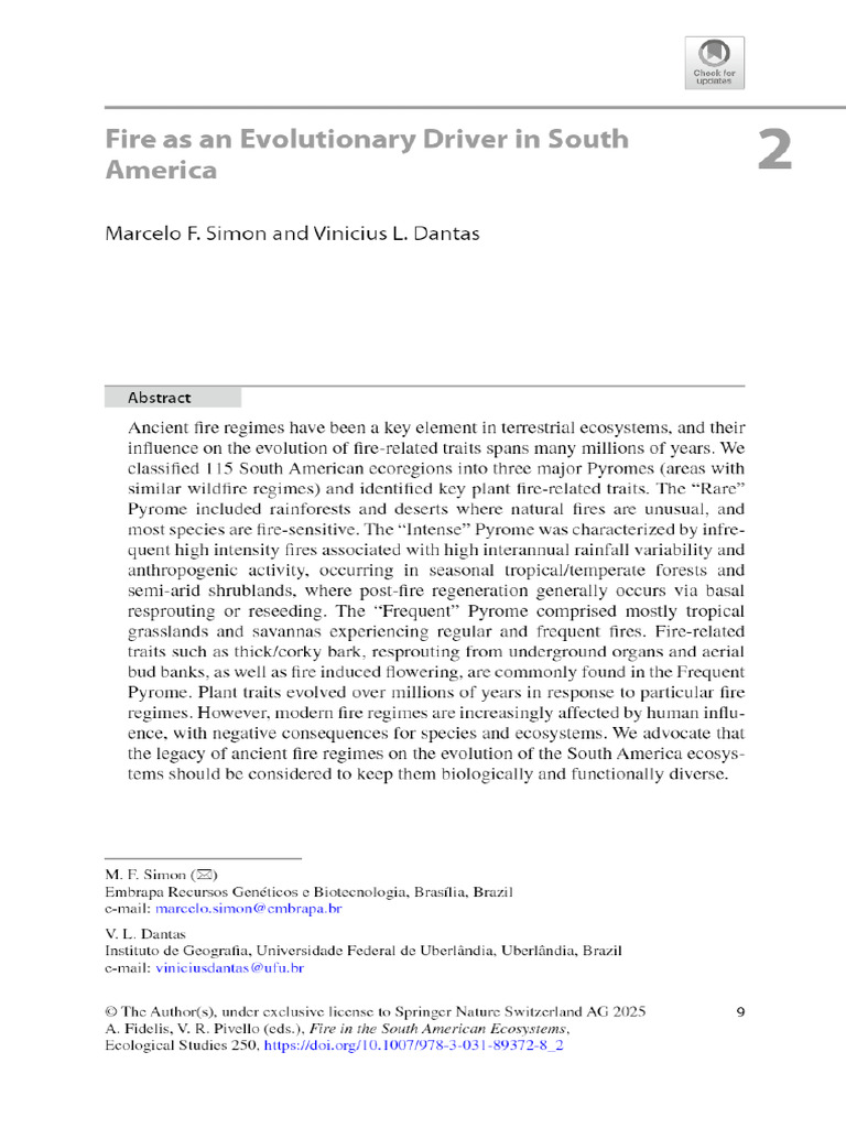 2 Fire As An Evolutionary Driver in South America | PDF