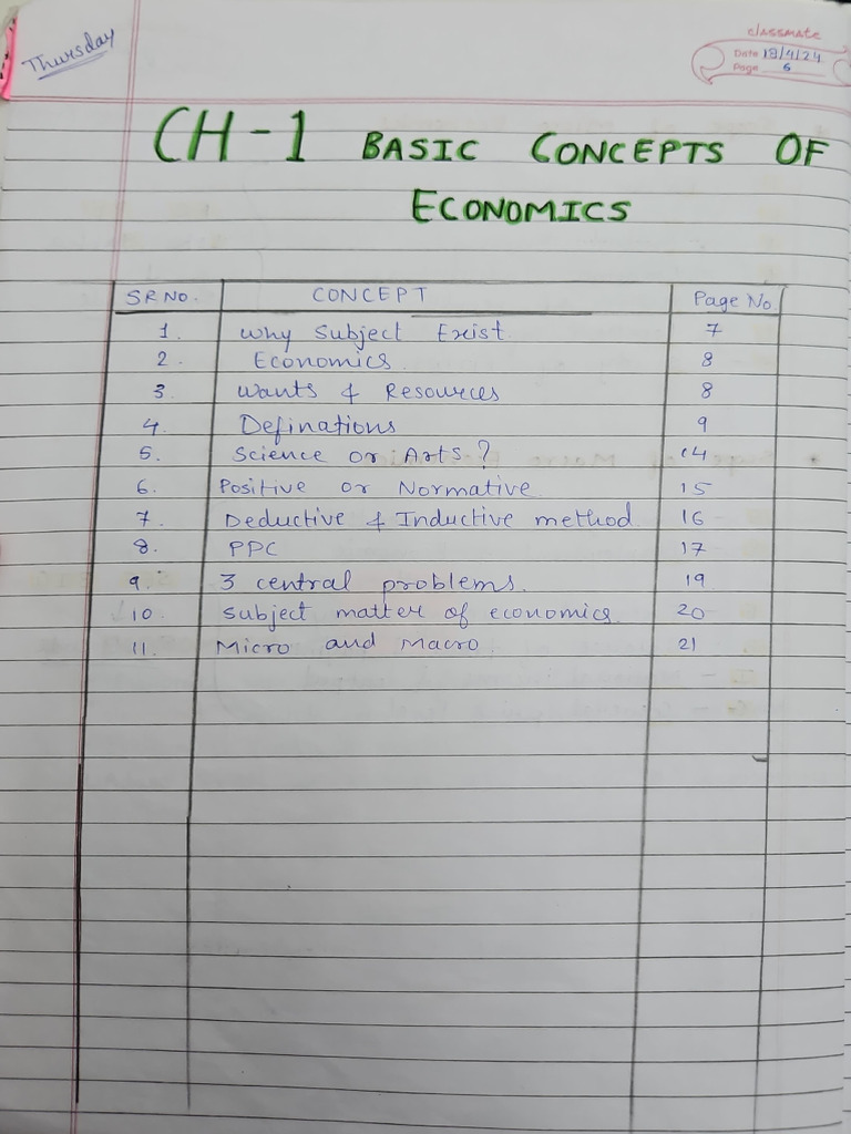 Basic Concepts of Economics Notes | PDF