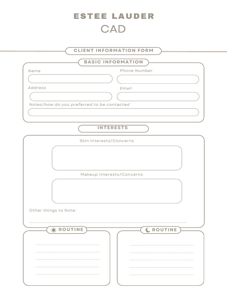 Grey Elegant Beauty Salon Form Document PDF | PDF