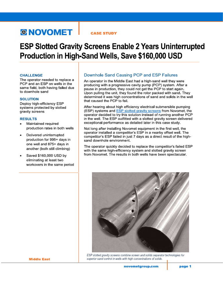 Slotted Gravity Screen For Sand Separation - Novomet | PDF