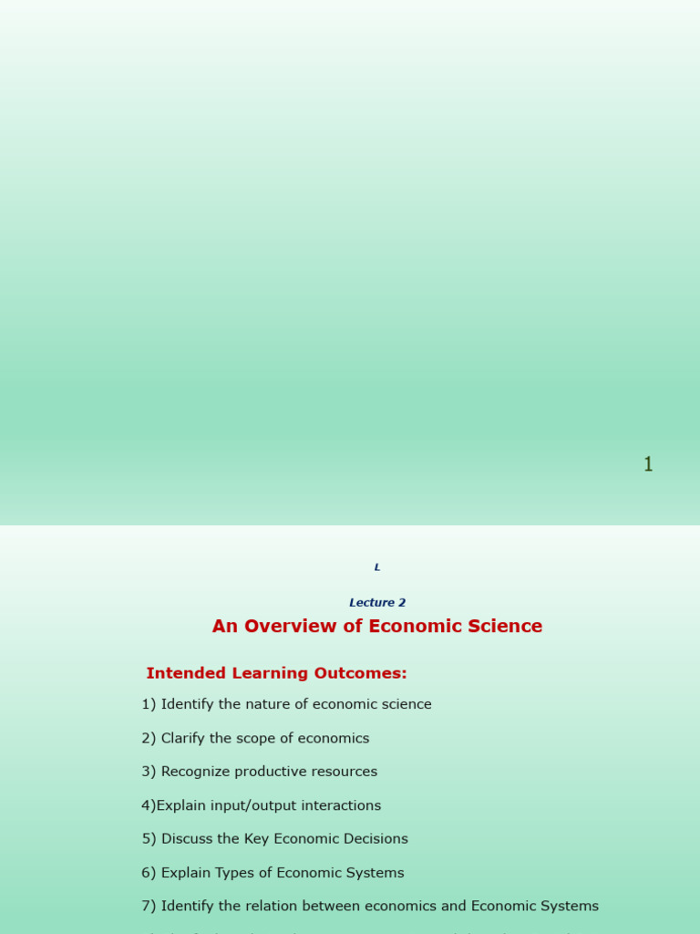 Overview of Economic Science Concepts | PDF | Economics | Economic System