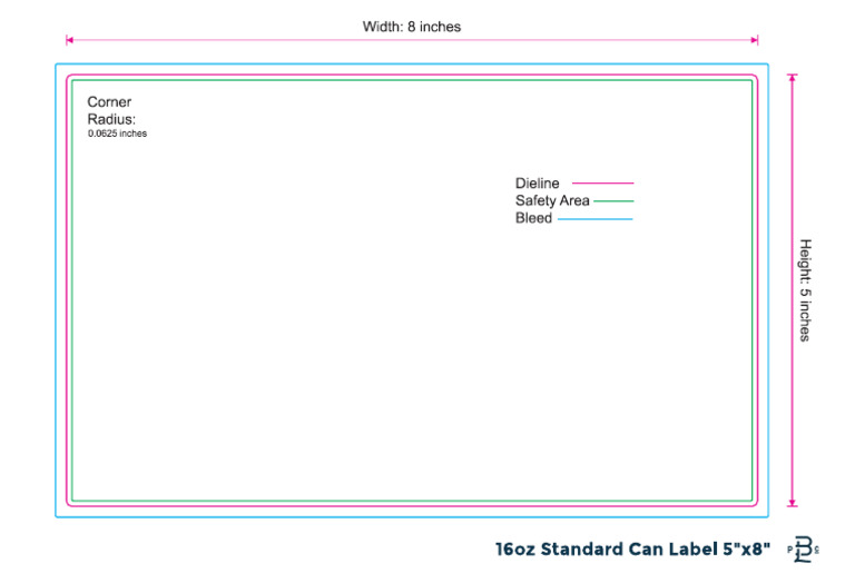 Dieline Template 5x8 16oz Standard | PDF