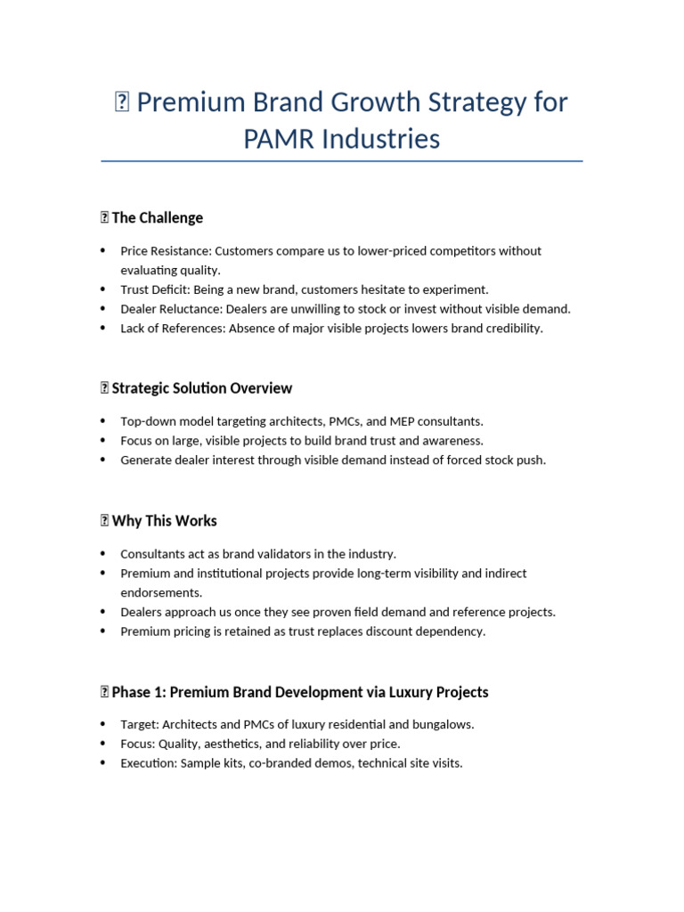 PAMR Premium Brand Strategy | PDF