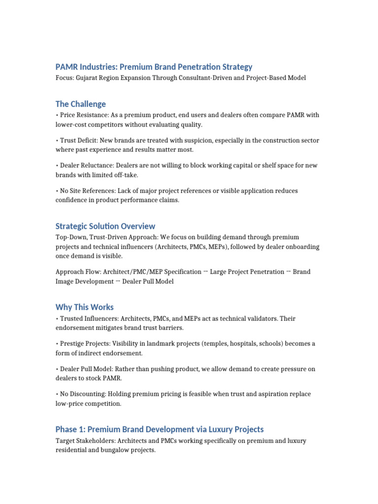 PAMR Premium Brand Strategy Plan | PDF | Brand | Business