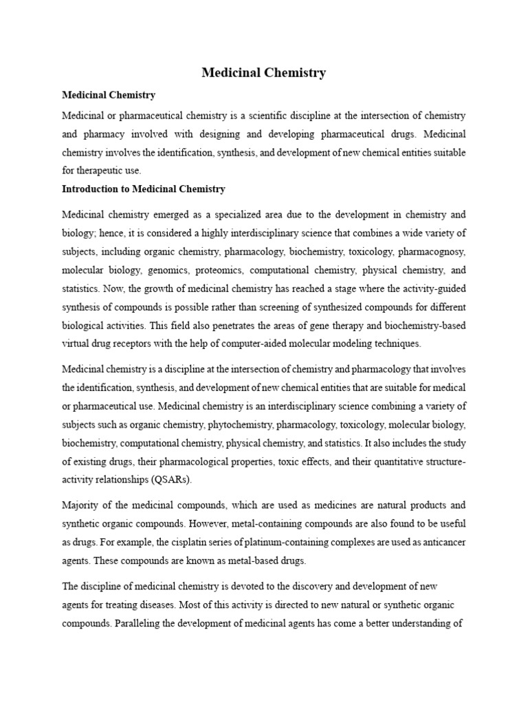 Medicinal Chemistry Basics | PDF | Medicinal Chemistry | Receptor ...