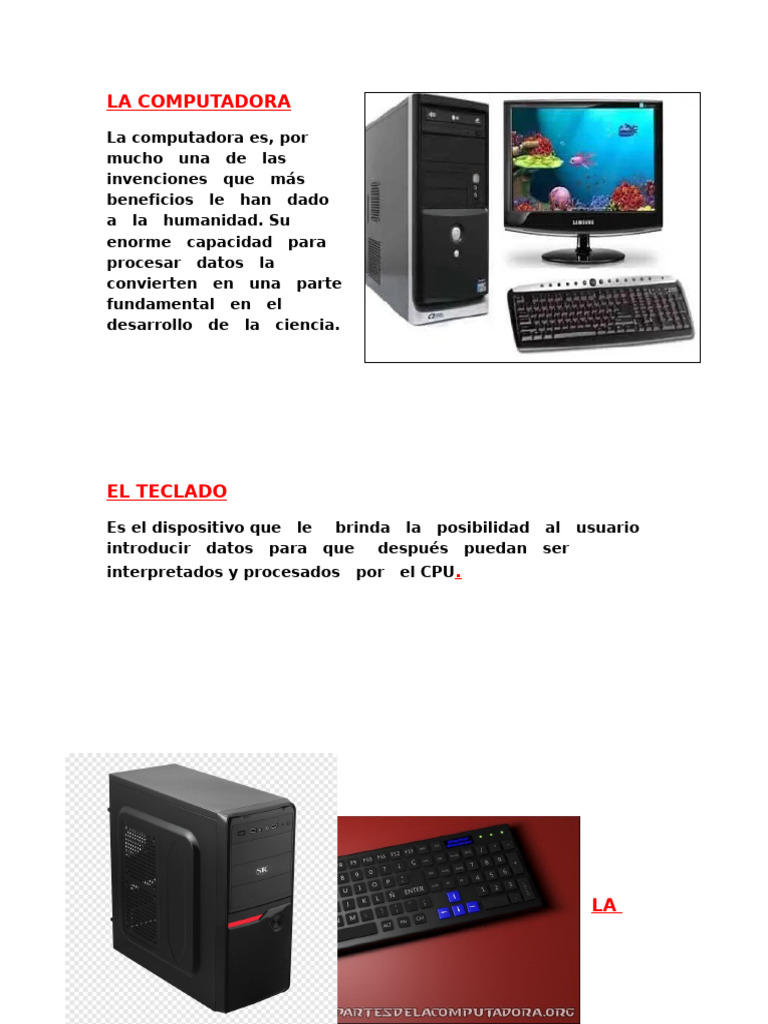 Partes y funciones de una computadora | PDF