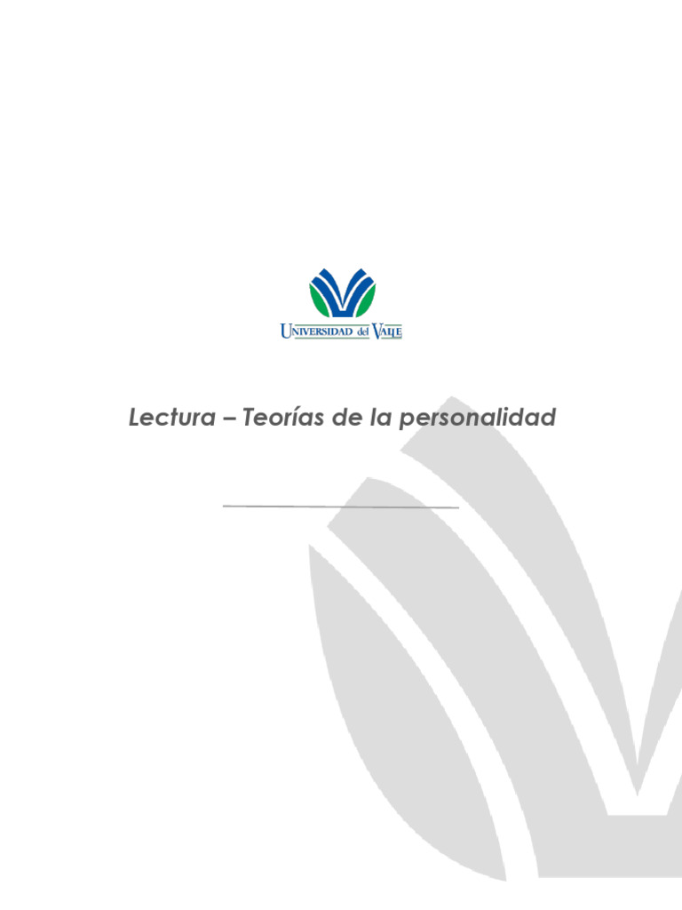 Lectura Teorias de La Personalidad | PDF | Psicología de la ...