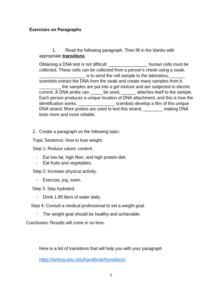 Paragraph Writing Exercises Guide | PDF