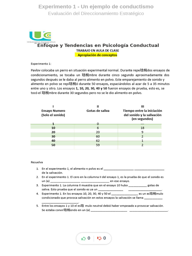 Experimento 1 Un Ejemplo de Conductismo Compress | PDF | Experimentar | Sicología