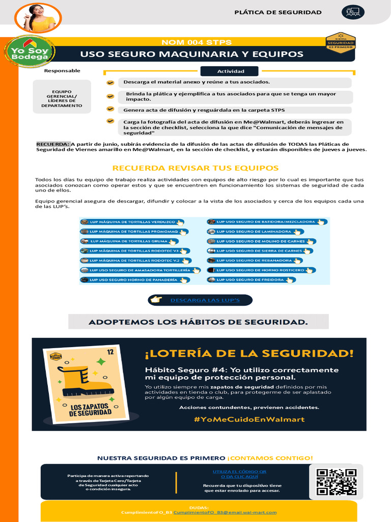 MB y BO. Plática Seguridad Uso Seguro Maquinaria y Equipos | PDF
