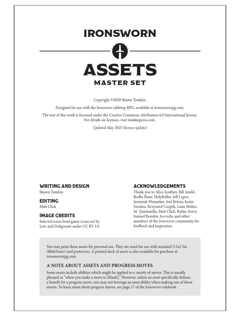 Ironsworn Assets Printable 1 | PDF