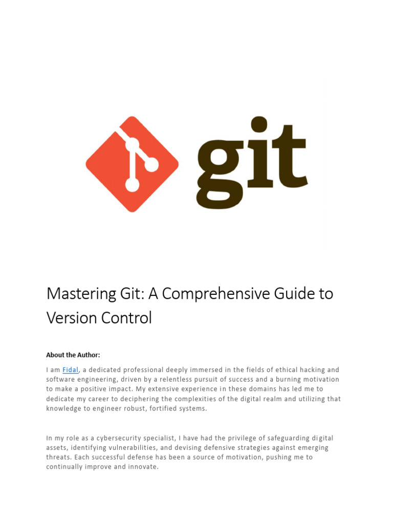 Mastering Git A Comprehensive Guide To Version Control | PDF | Version Control | Computer Security