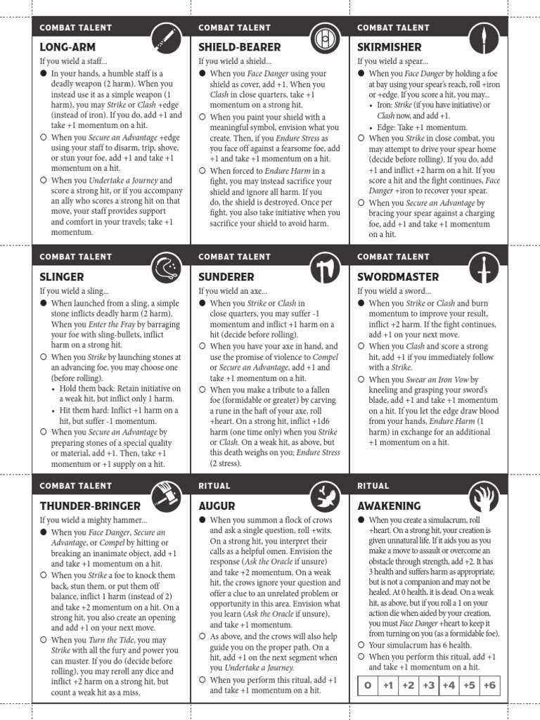 Ironsworn Assets Printable 14 | PDF