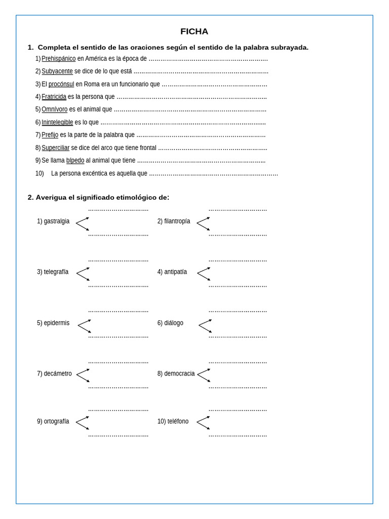 6° COM - FICHA Escribimos Raíces Griegas y Latinas | PDF