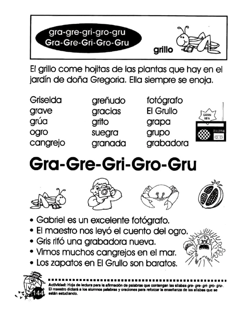 Cuadernillo Sílabas Español - 1 | PDF