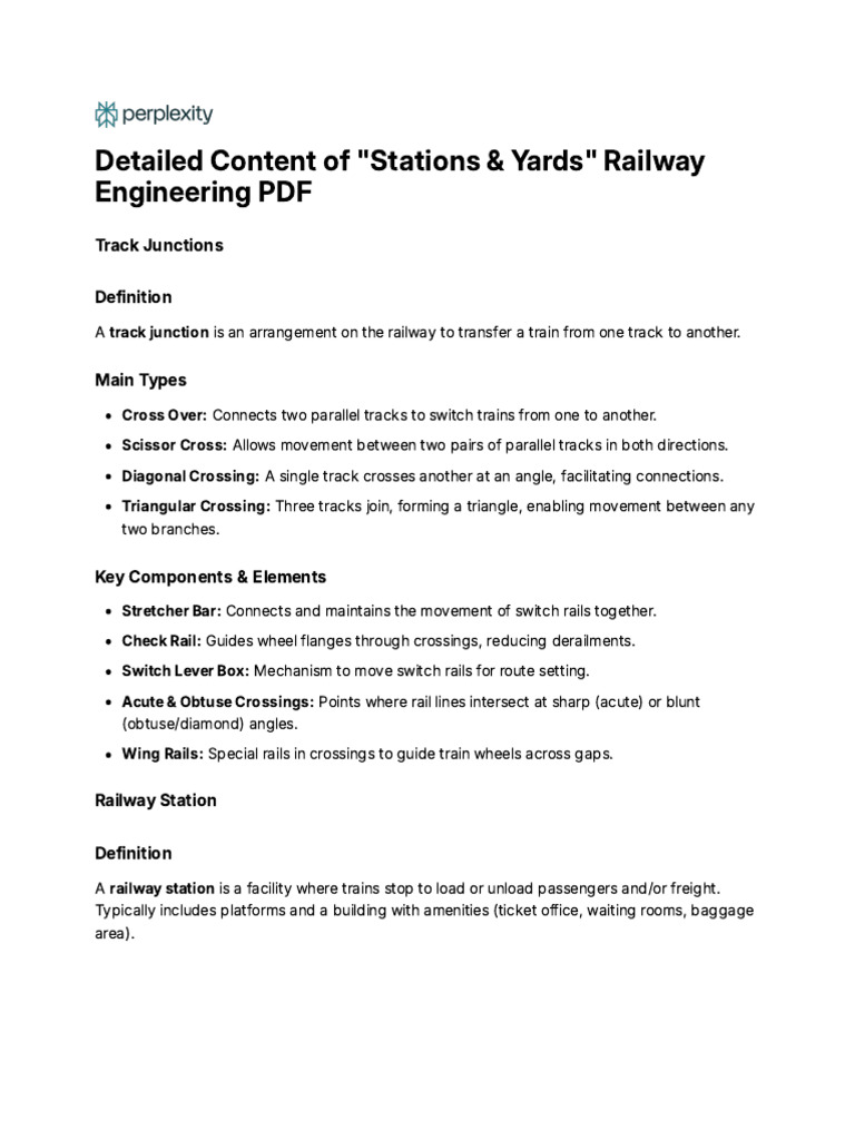 Overview of Railway Station Yards | PDF | Train Station | Rail Transport