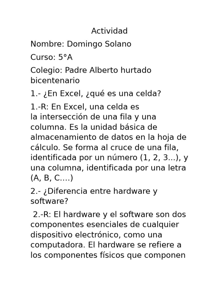 Trajajo de Excel 2 | PDF | Microsoft Excel | Hardware de la computadora