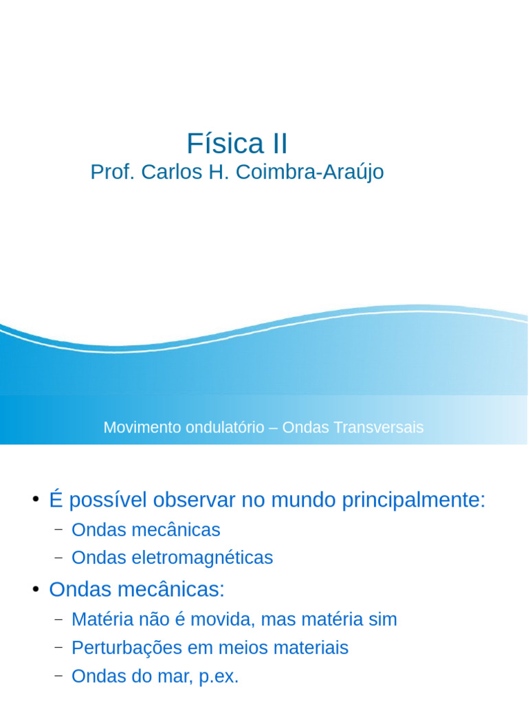 Ondas Transversais: Características e Exemplos | PDF