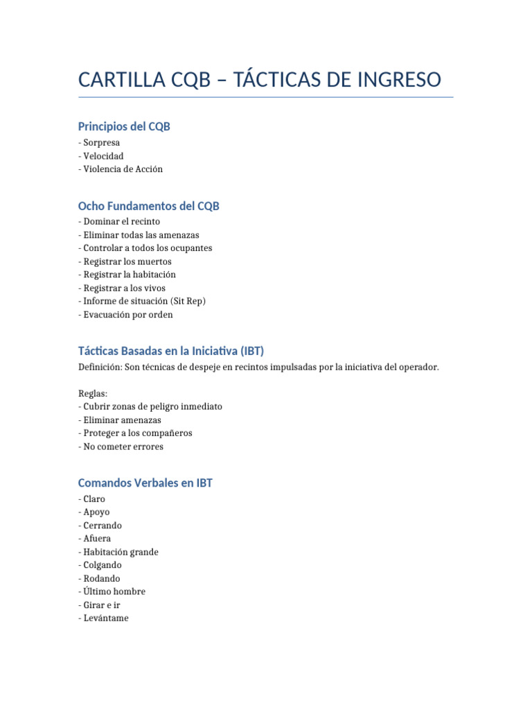 Cartilla CQB Traducida Sin Imagenes | PDF