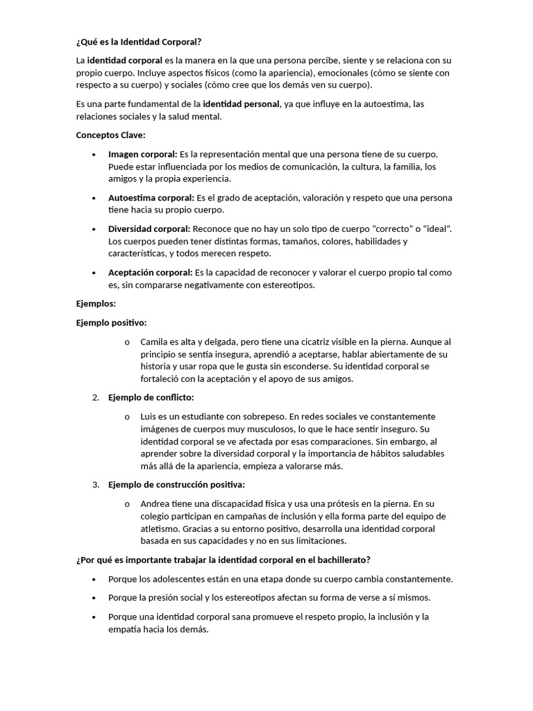 Qué Es La Identidad Corporal | PDF | Autoestima | Psicología Social