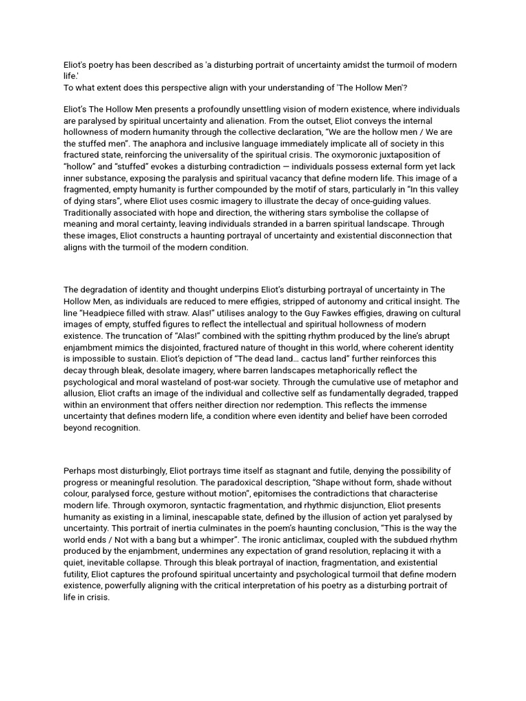 Engish Adv Draft For Hollow Men. Ts Eliot | PDF