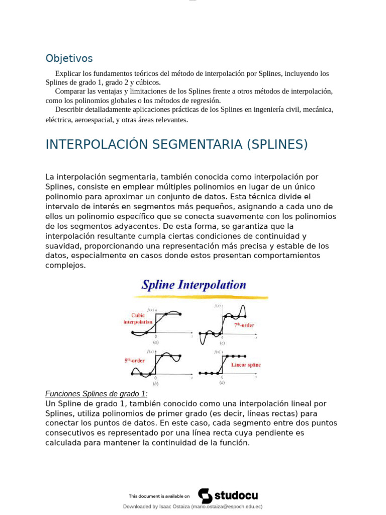 Interpolación por Splines: Métodos y Aplicaciones | PDF | Spline ...
