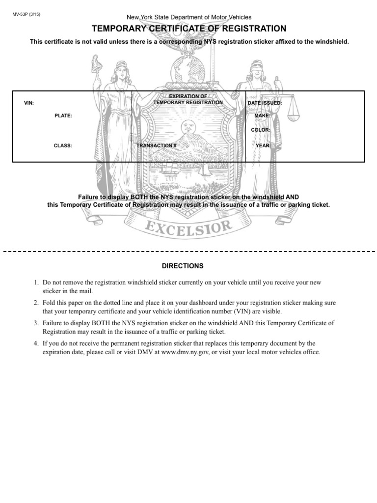 Temporary Registration LFB5012 | PDF