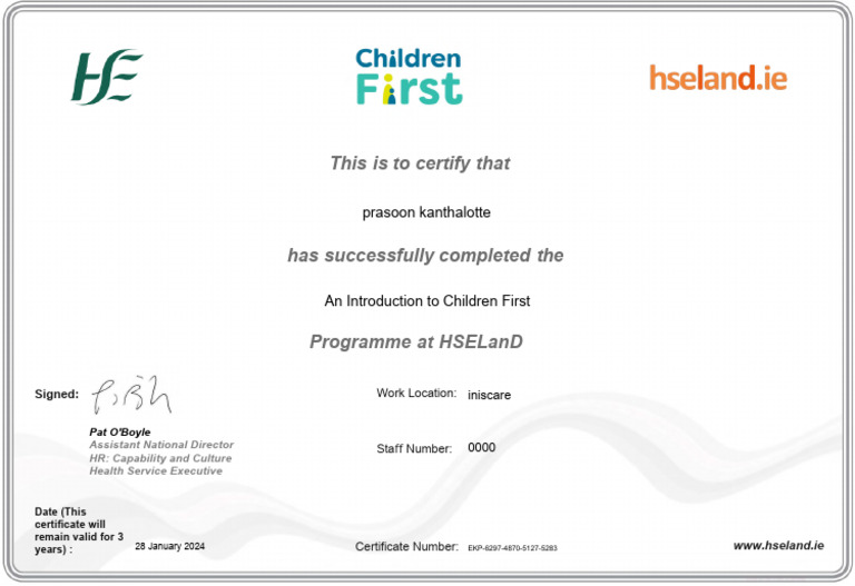 Certificate of Completion: Children First | PDF