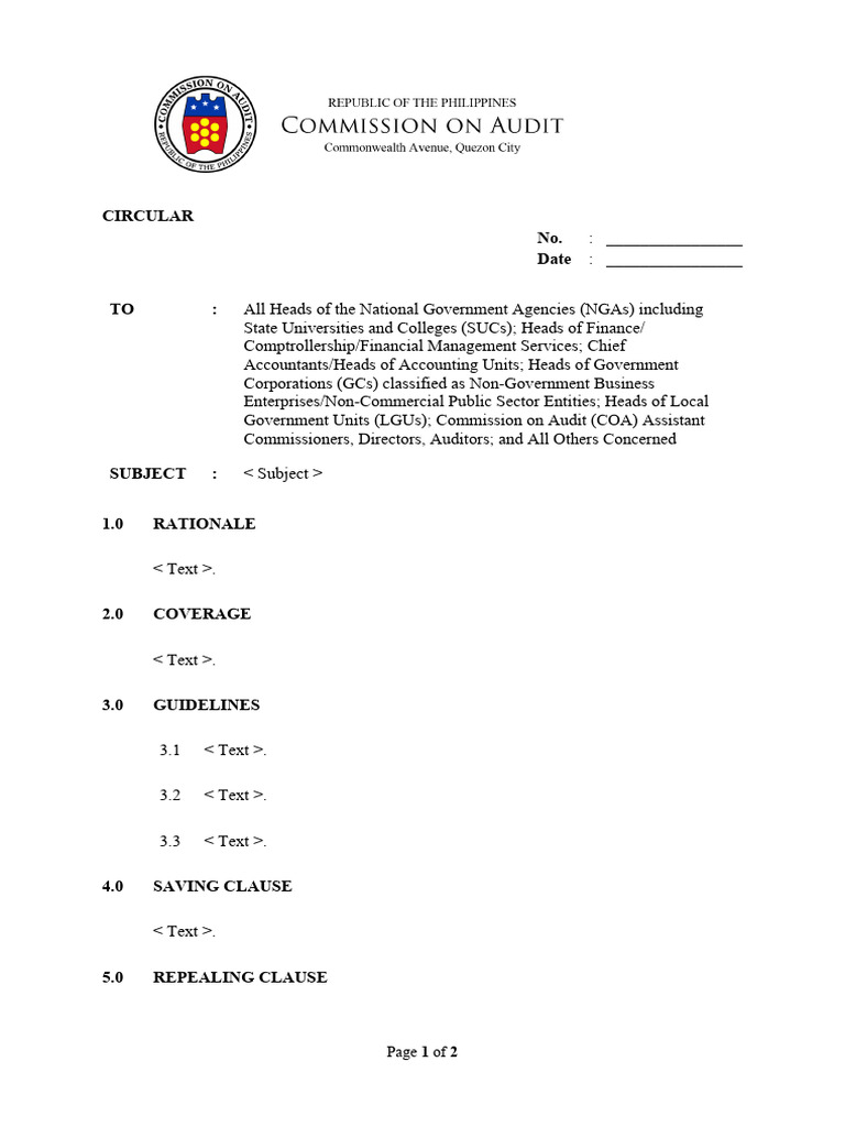 COA Circular 2024-09 Guidelines | PDF