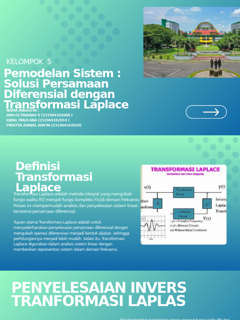 Pemodelan Sistem Solusi Persamaan Diferensial Dengan Transformasi Laplace | PDF
