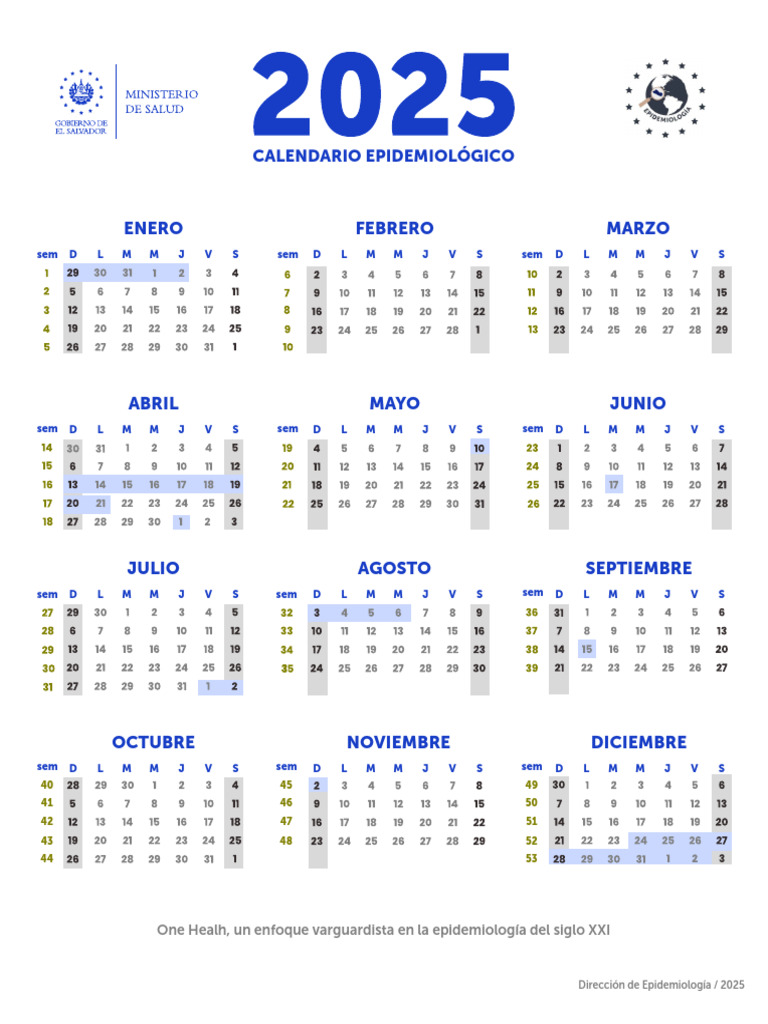 Calendario Epidemiológico 2025 El Salvador | PDF
