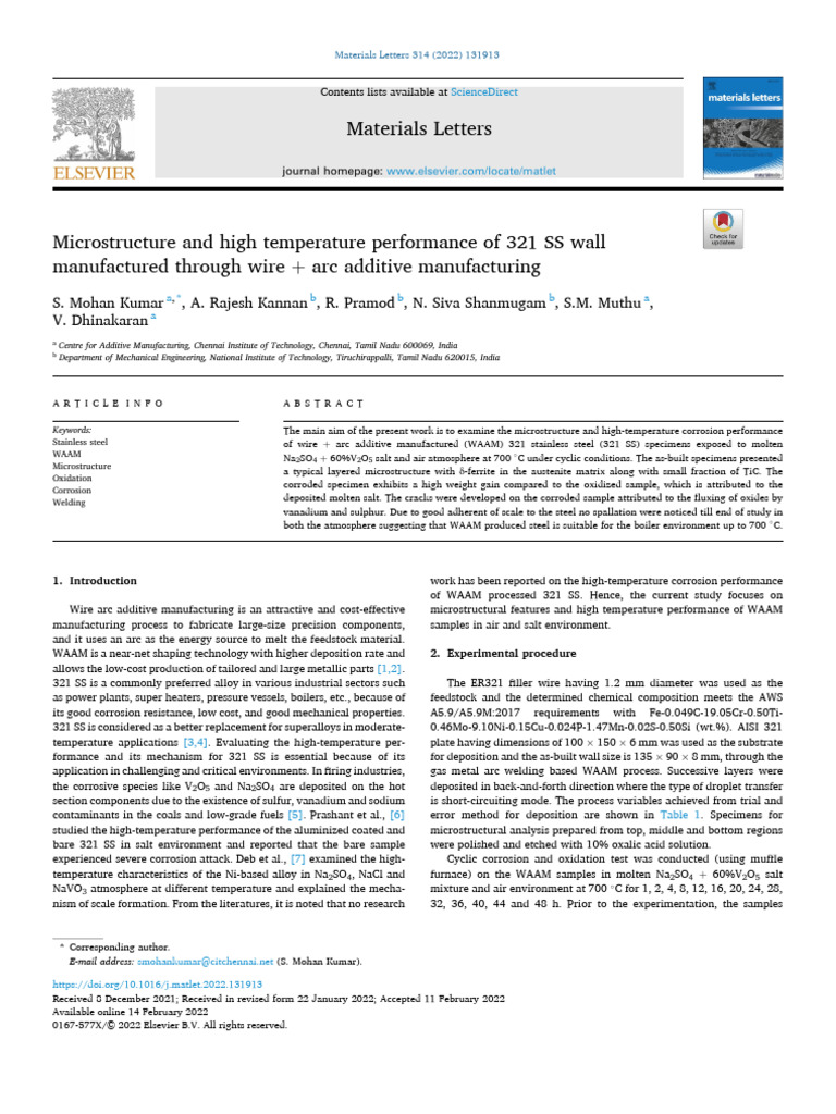 Microstructure and High-Temperature Performance of 321 Stainless Steel ...
