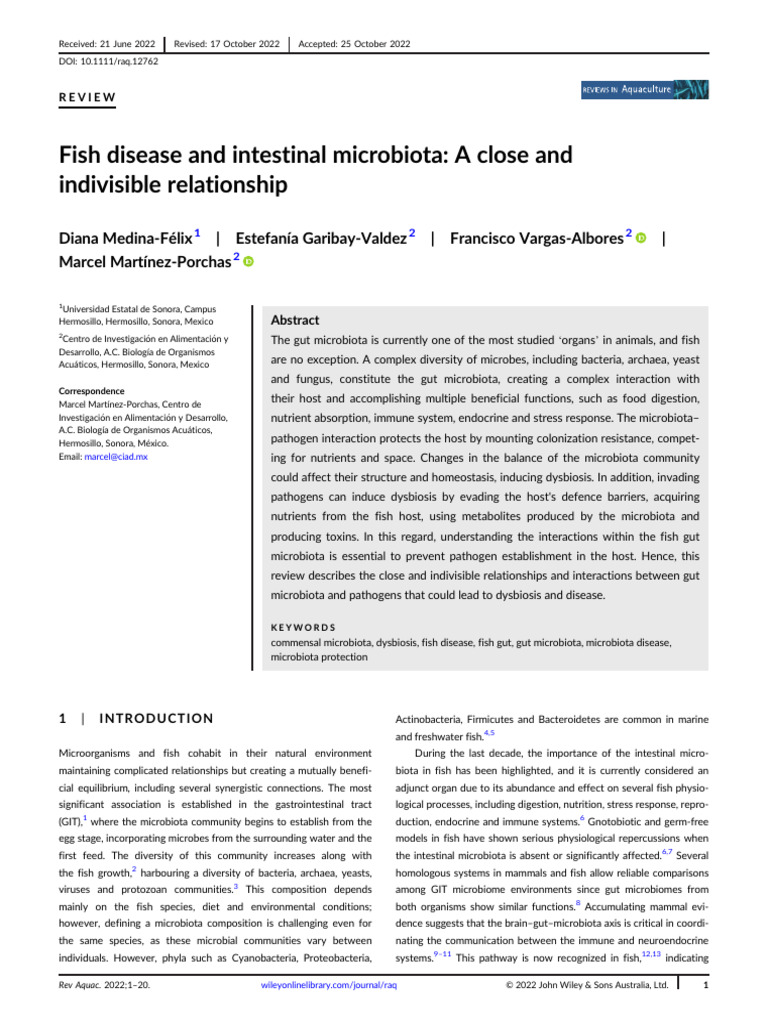 FIZOHS Fish Disease and Intestinal Microbiota - A Close and Invisible ...