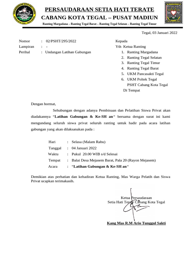 Surat Undangan Latihan Gabungan 22 | PDF
