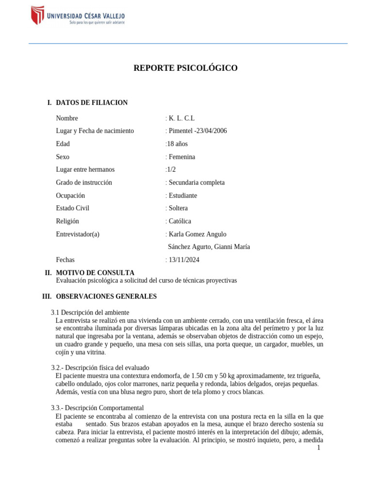 MODELO DE REPORTE DE APLICACIÓN DE PRUEBAS de Colores | PDF | Ciencias del comportamiento ...