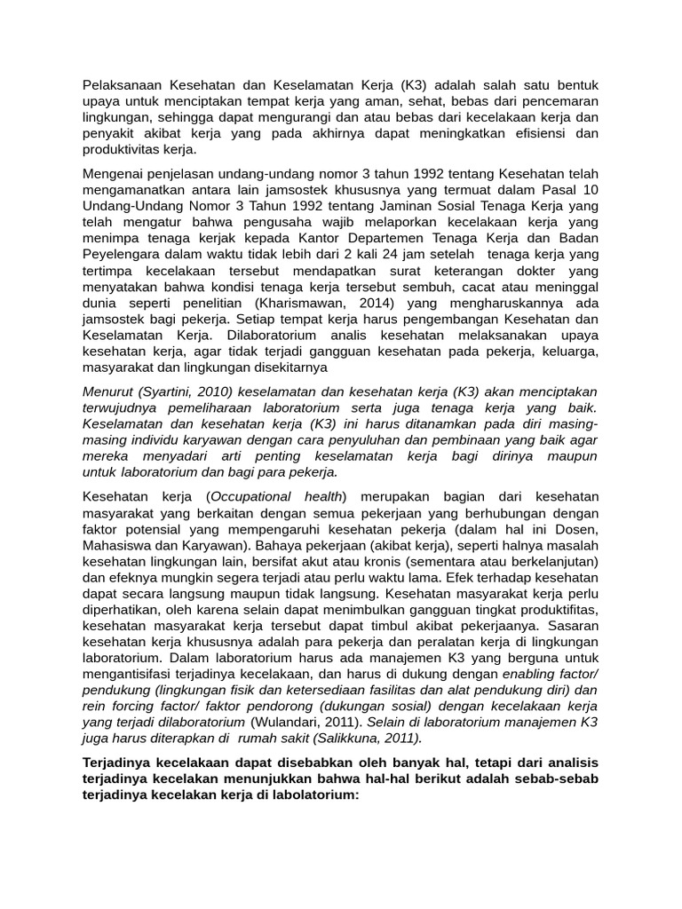 Pelaksanaan Kesehatan Dan Keselamatan Kerja | PDF