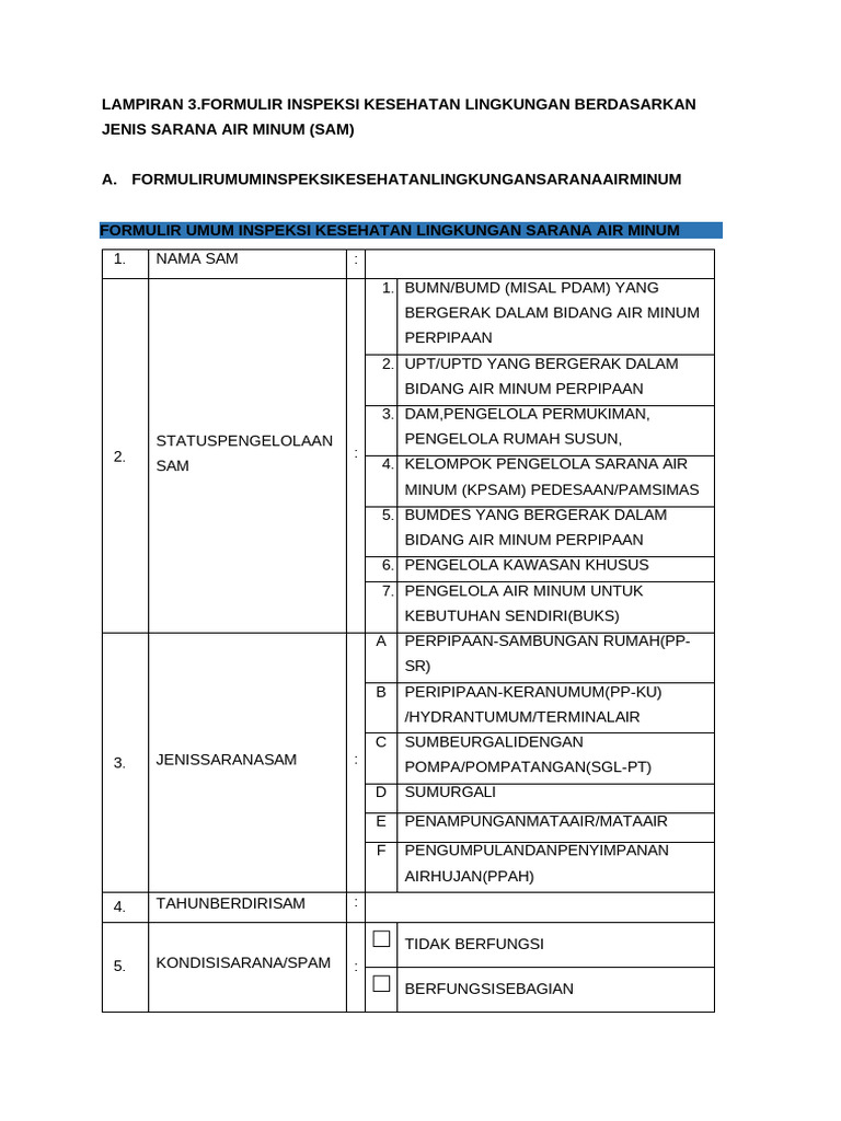 Form Ikl Sarana Air Yang Digunakan | PDF