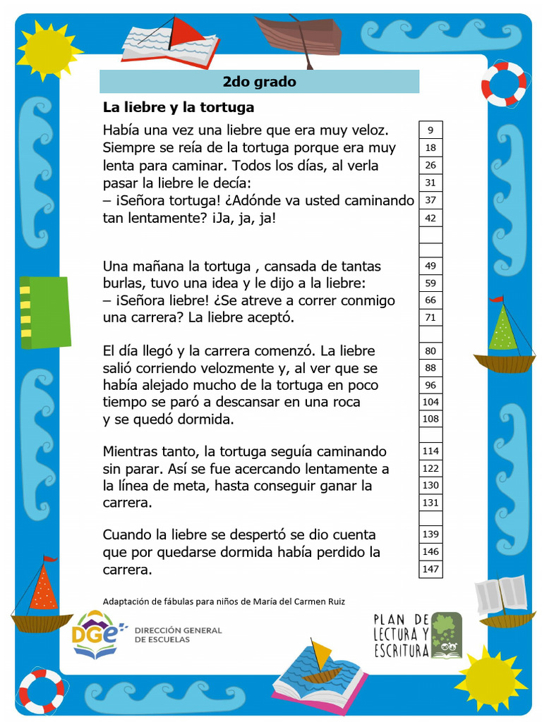 2do Grado La Liebre y La Tortuga | PDF